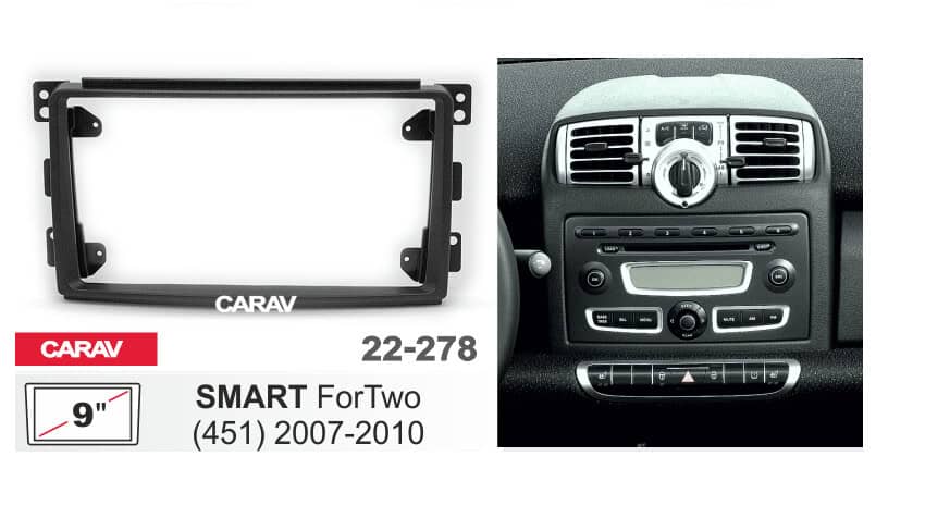 Los 9-inch frame geschikt voor de Smart ForTwo (451) 2007-2010 - Audiovolt