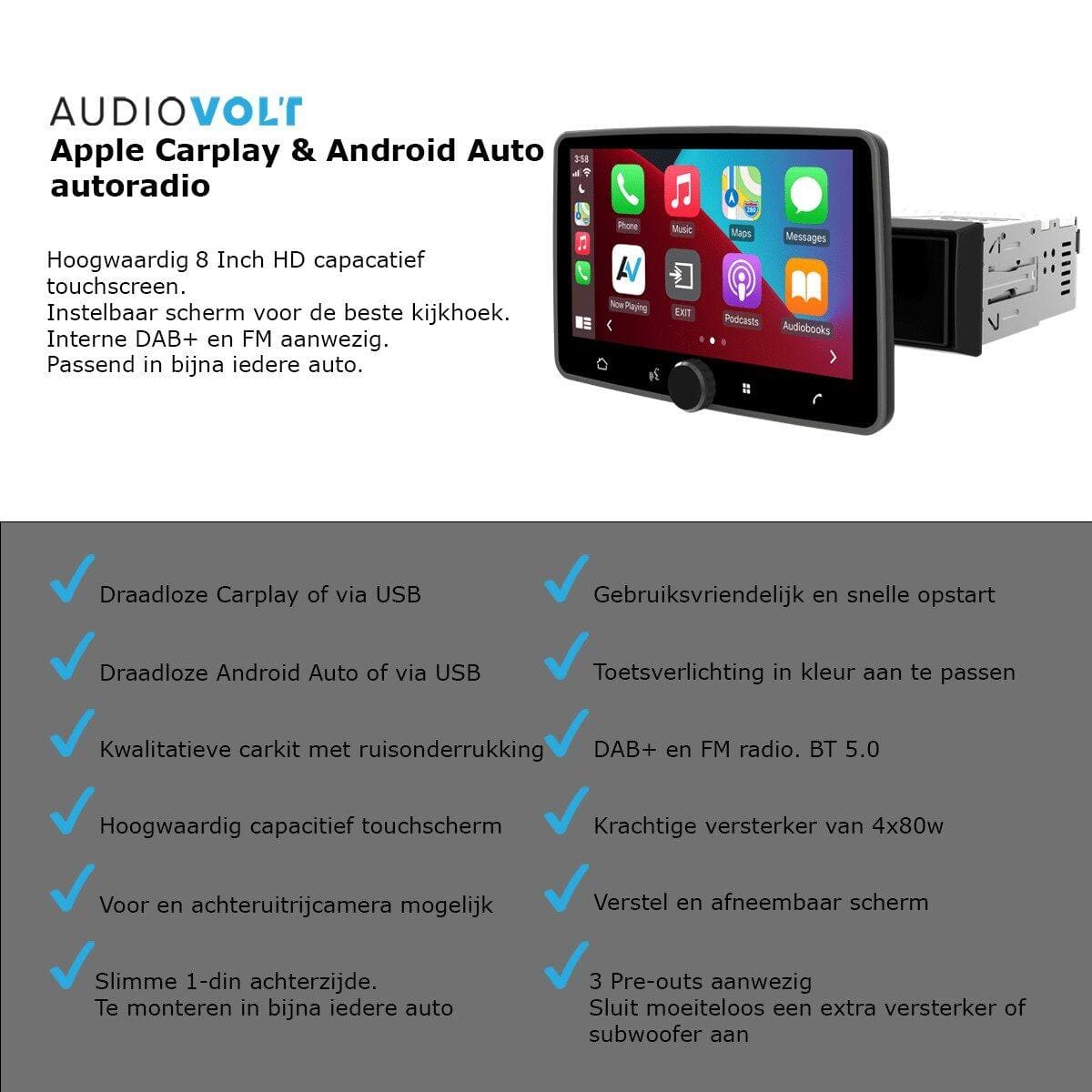 1-din DAB+ navigatiesysteem CarPlay en Android Auto