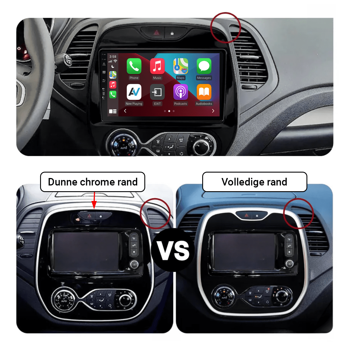 Renault Capture 2013–2019 carplay en Android navigatie